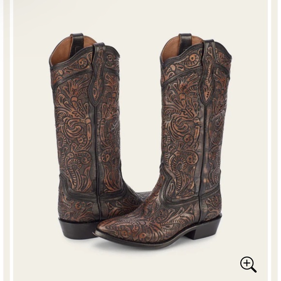 Frye | Shoes | Frye Billy Daisy Pull On Intricate Brown Leather Cowboy ...